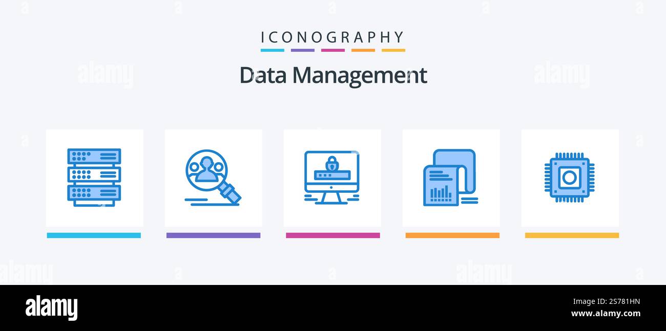 Data Management Blue 5 Icon Pack Including chip. list. computer ...