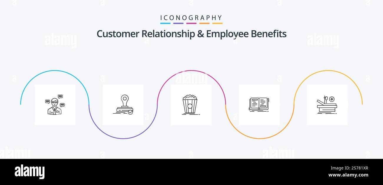 Customer Relationship And Employee Benefits Line 5 Icon Pack Including ...