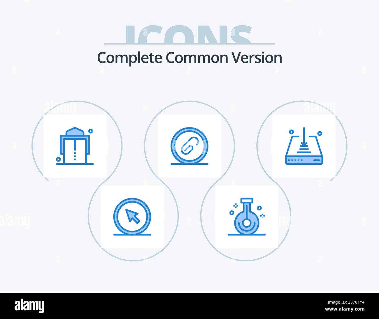 Complete Common Version Blue Icon Pack 5 Icon Design. pin. extension. research. document. girdle ...