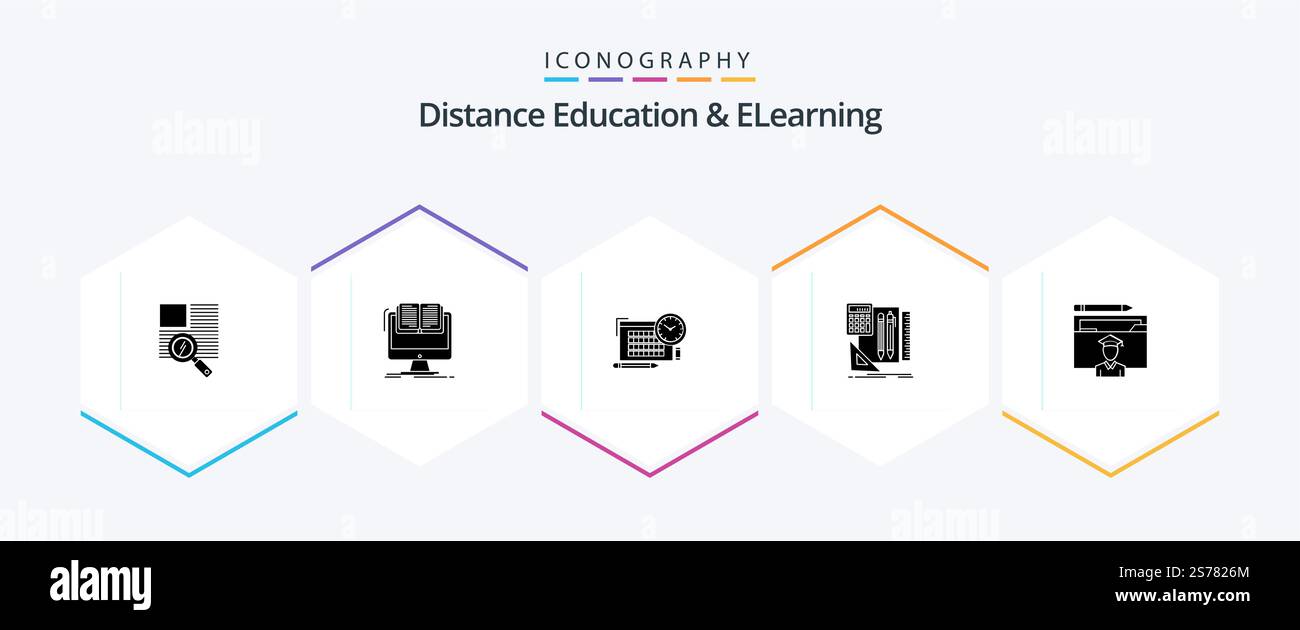 Distance Education And Elearning 25 Glyph icon pack including avatar ...