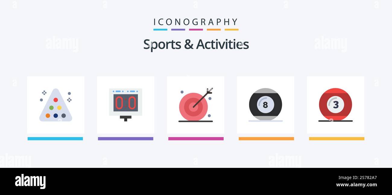Sports and Activities Flat 5 Icon Pack Including line-icon. ball ...