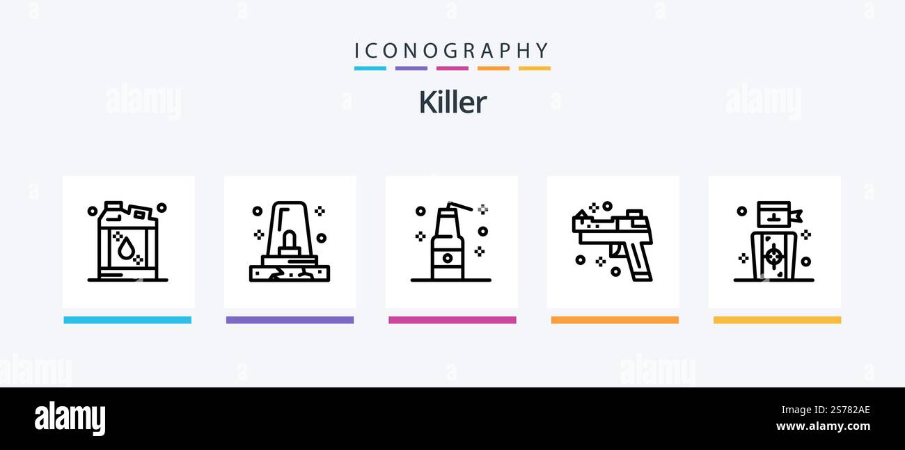 Killer Line 5 Icon Pack Including detective. siren. bloody. police ...