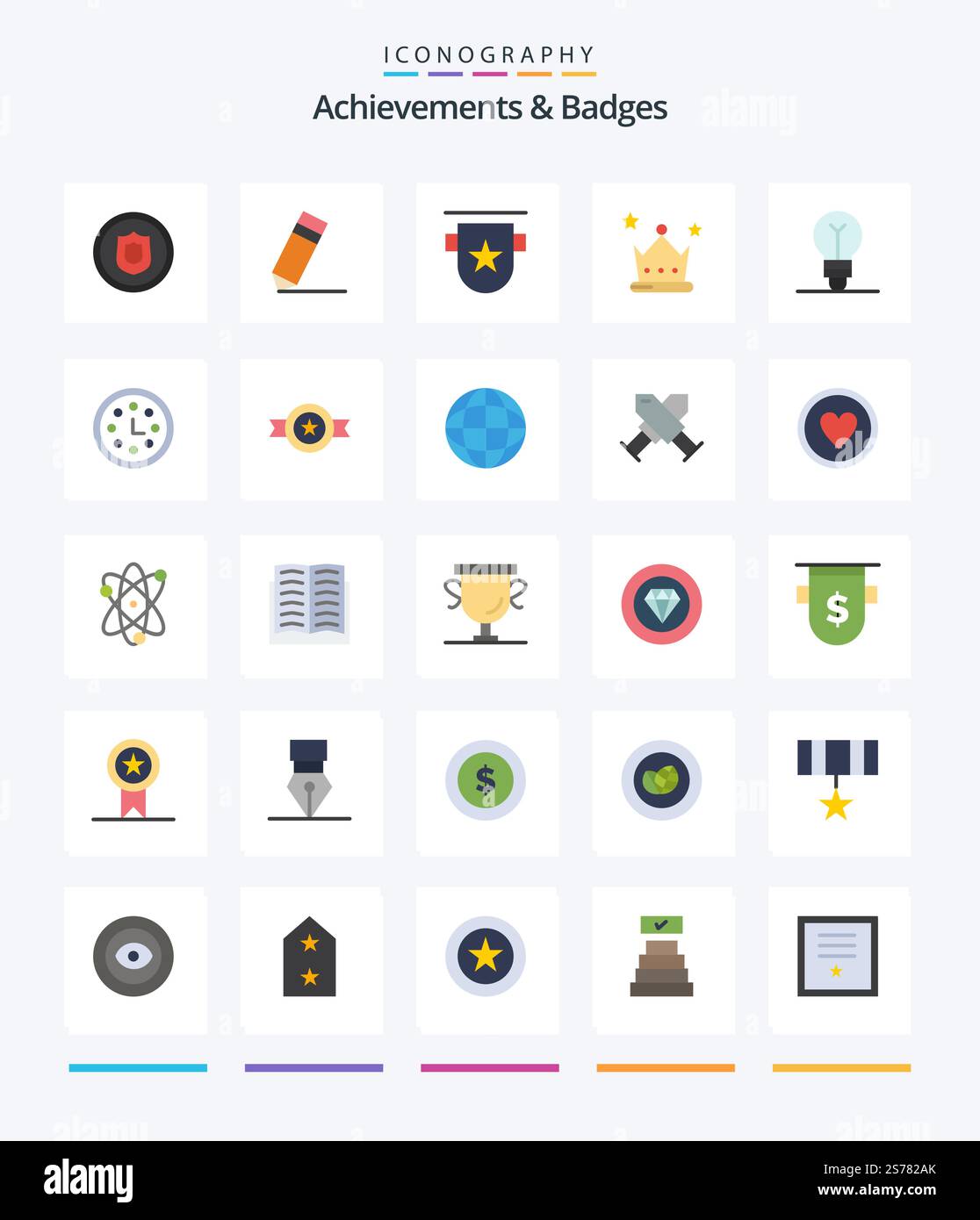 Creative Achievements & Badges 25 Flat icon pack Such As achievement ...