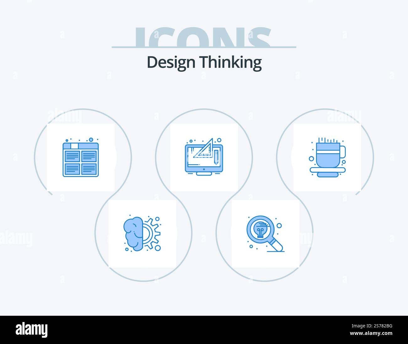 Design Thinking Blue Icon Pack 5 Icon Design. design. search ...