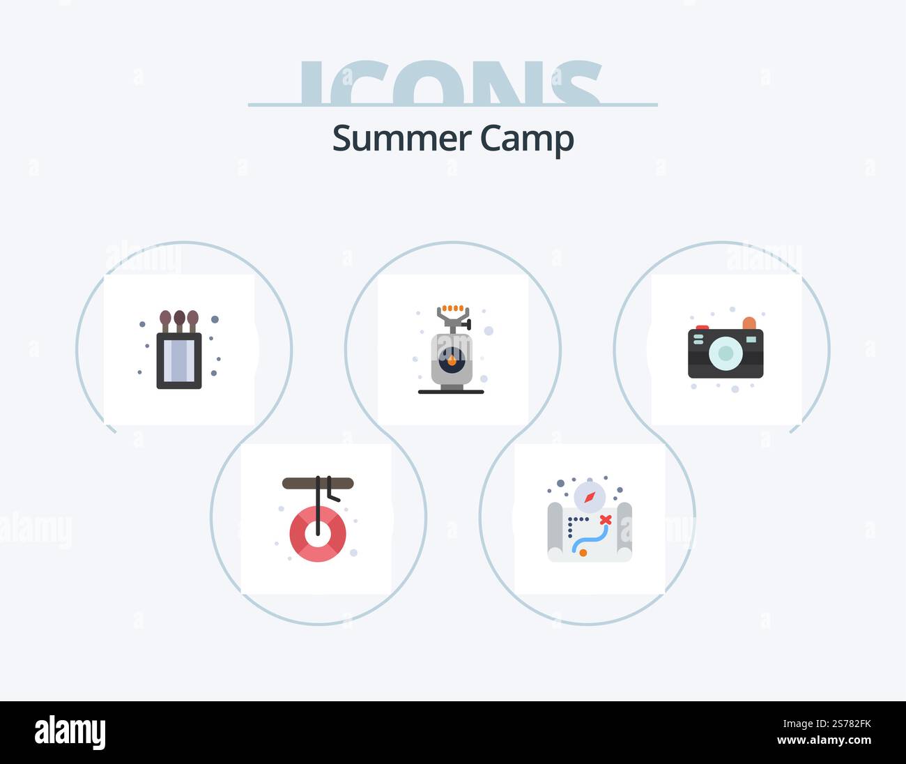 Summer Camp Flat Icon Pack 5 Icon Design. camping. camera. camping ...