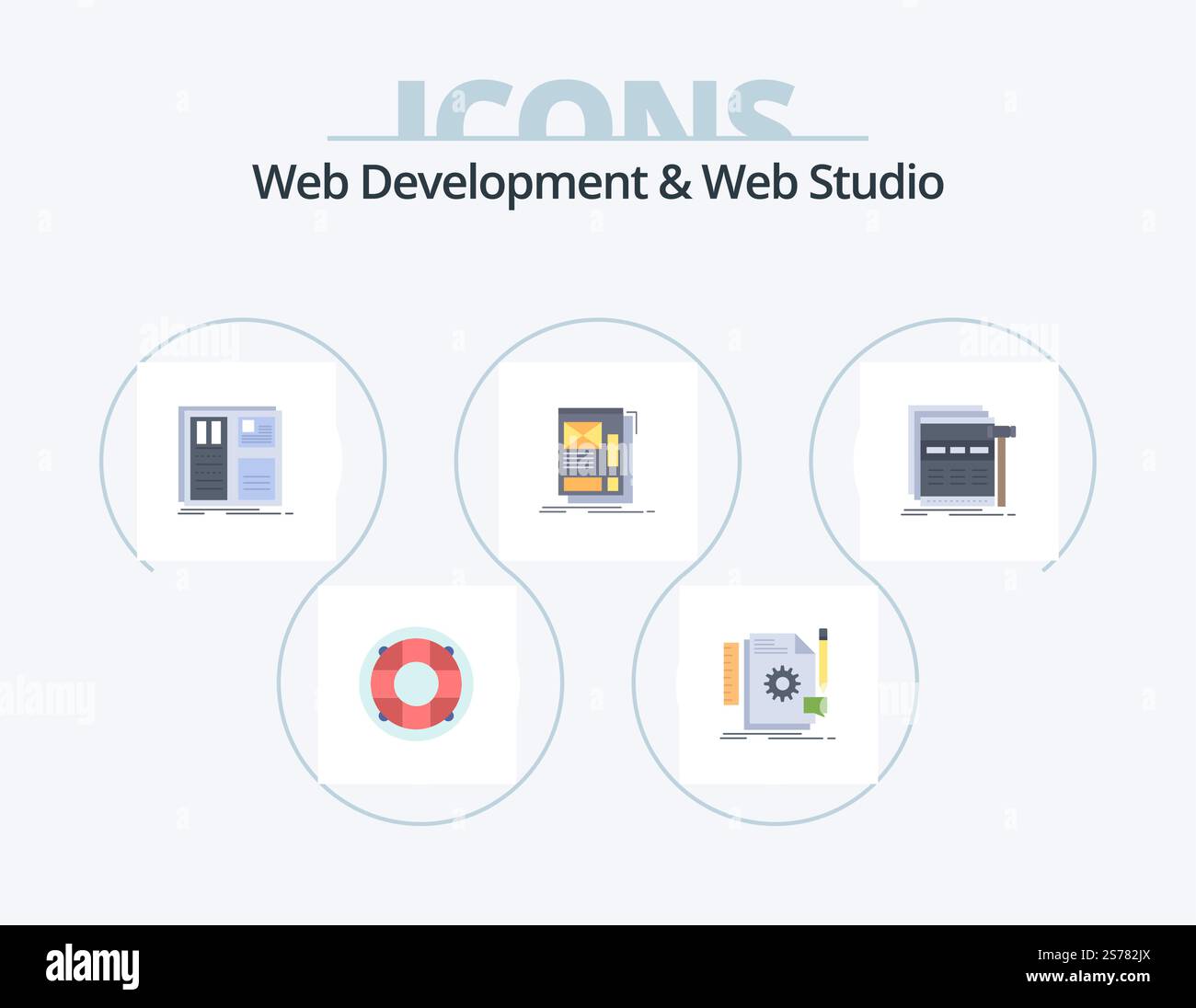 Web Development And Web Studio Flat Icon Pack 5 Icon Design. web. wire. feedback. ui. interface ...