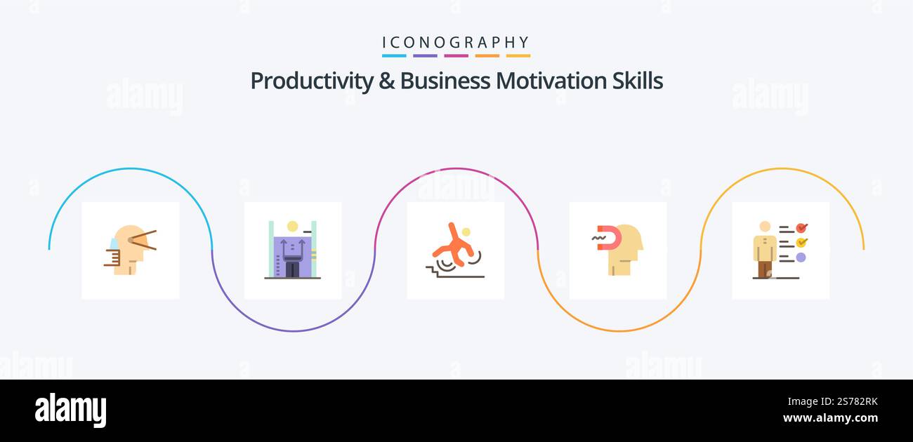 Productivity And Business Motivation Skills Flat 5 Icon Pack Including ...