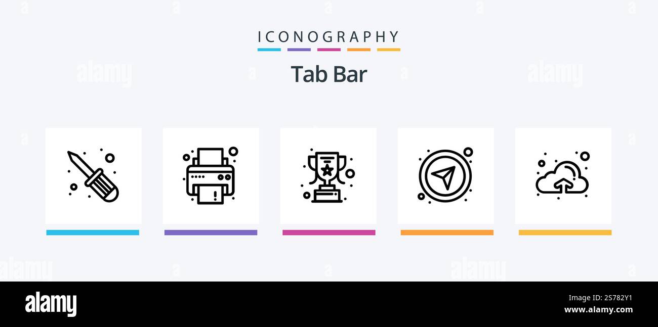 Tab Bar Line 5 Icon Pack Including . company. unlock. lock. Creative ...