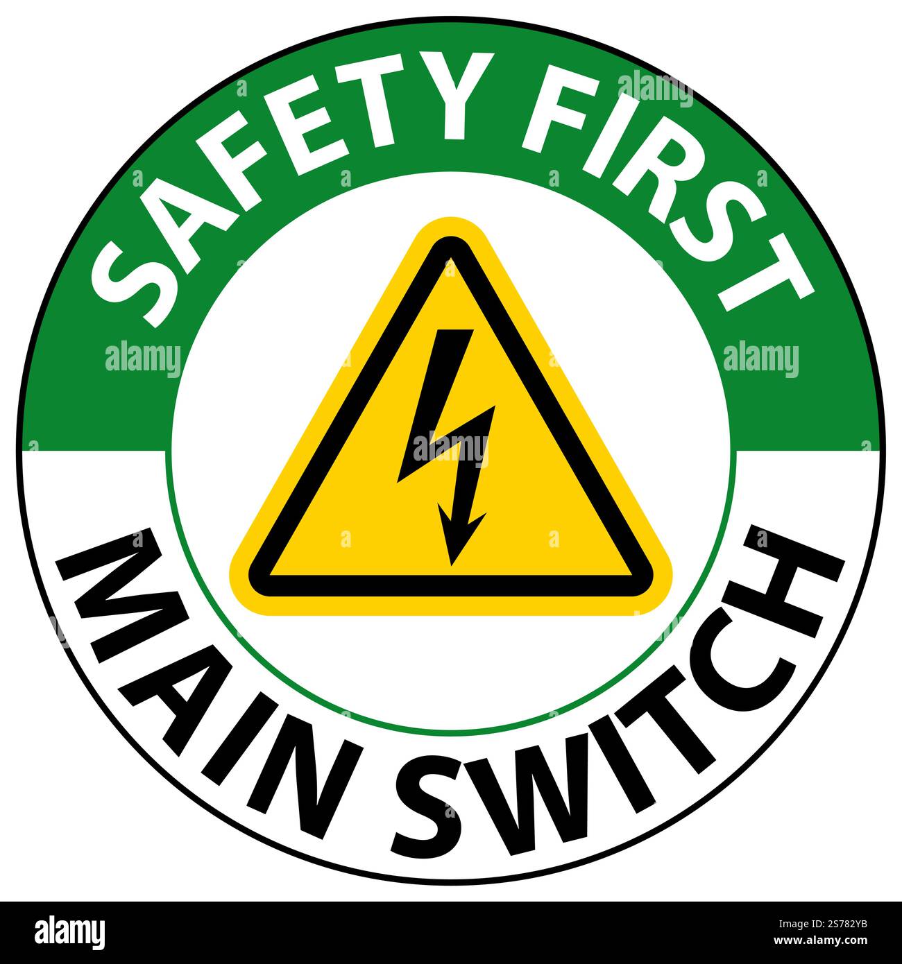 Safety First Main Switch Sign On White Background Stock Vector Image ...