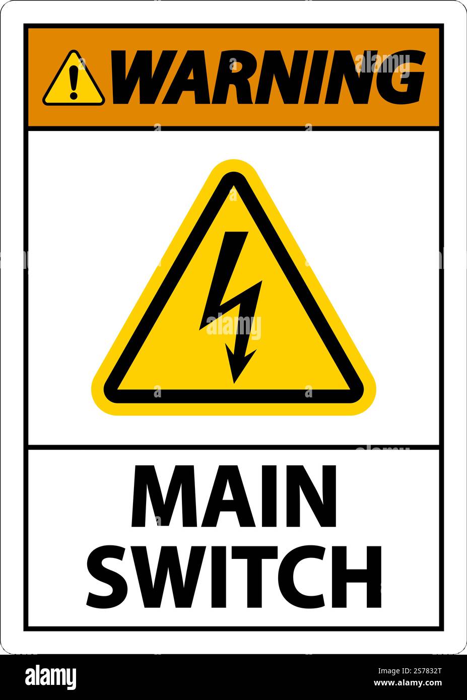 Warning Main Switch Sign On White Background Stock Vector Image & Art ...
