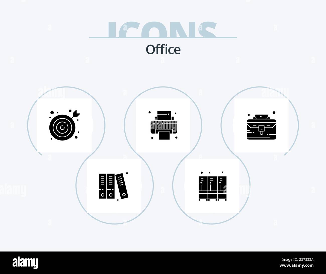 Office Glyph Icon Pack 5 Icon Design. . portfolio. center. case. supplies Stock Vector Image ...