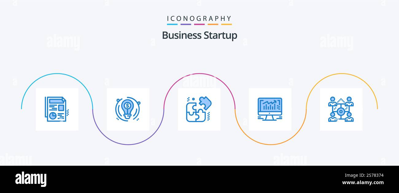 Business Startup Blue 5 Icon Pack Including share. network. puzzle ...