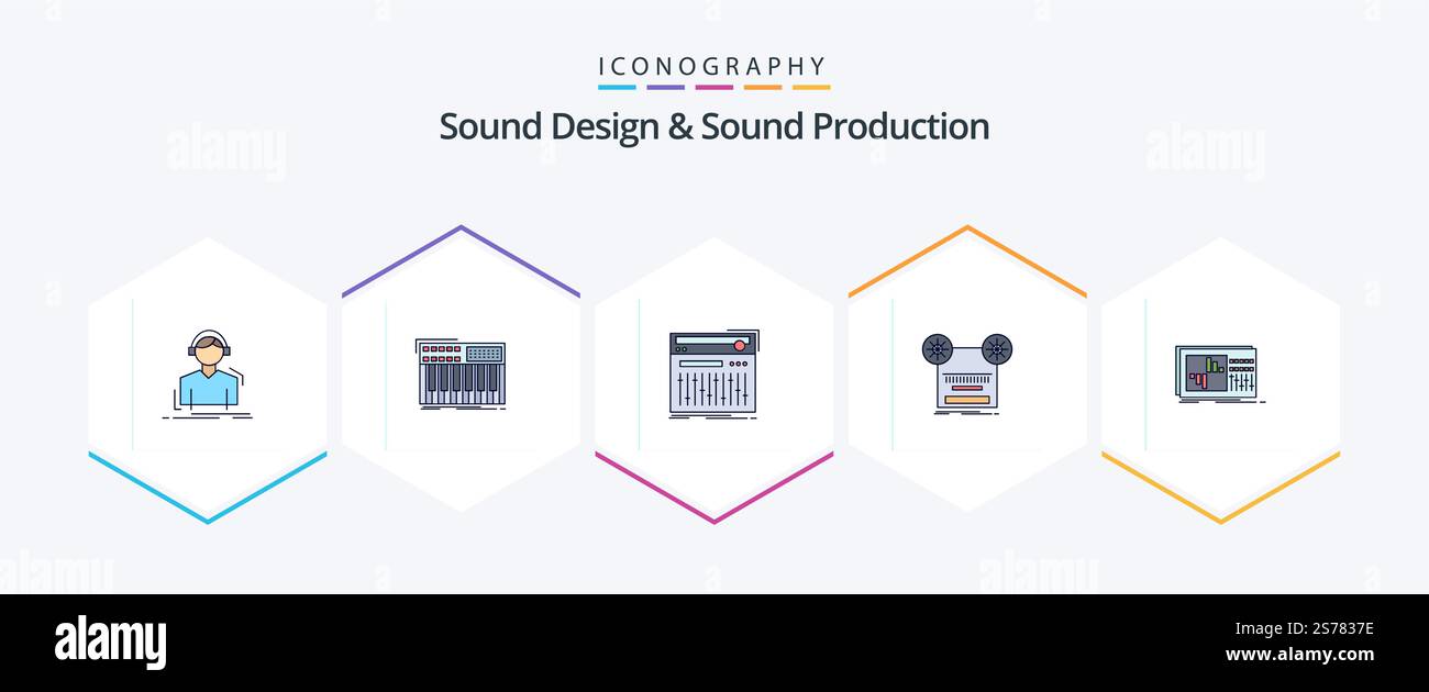 Sound Design And Sound Production 25 FilledLine icon pack including ...