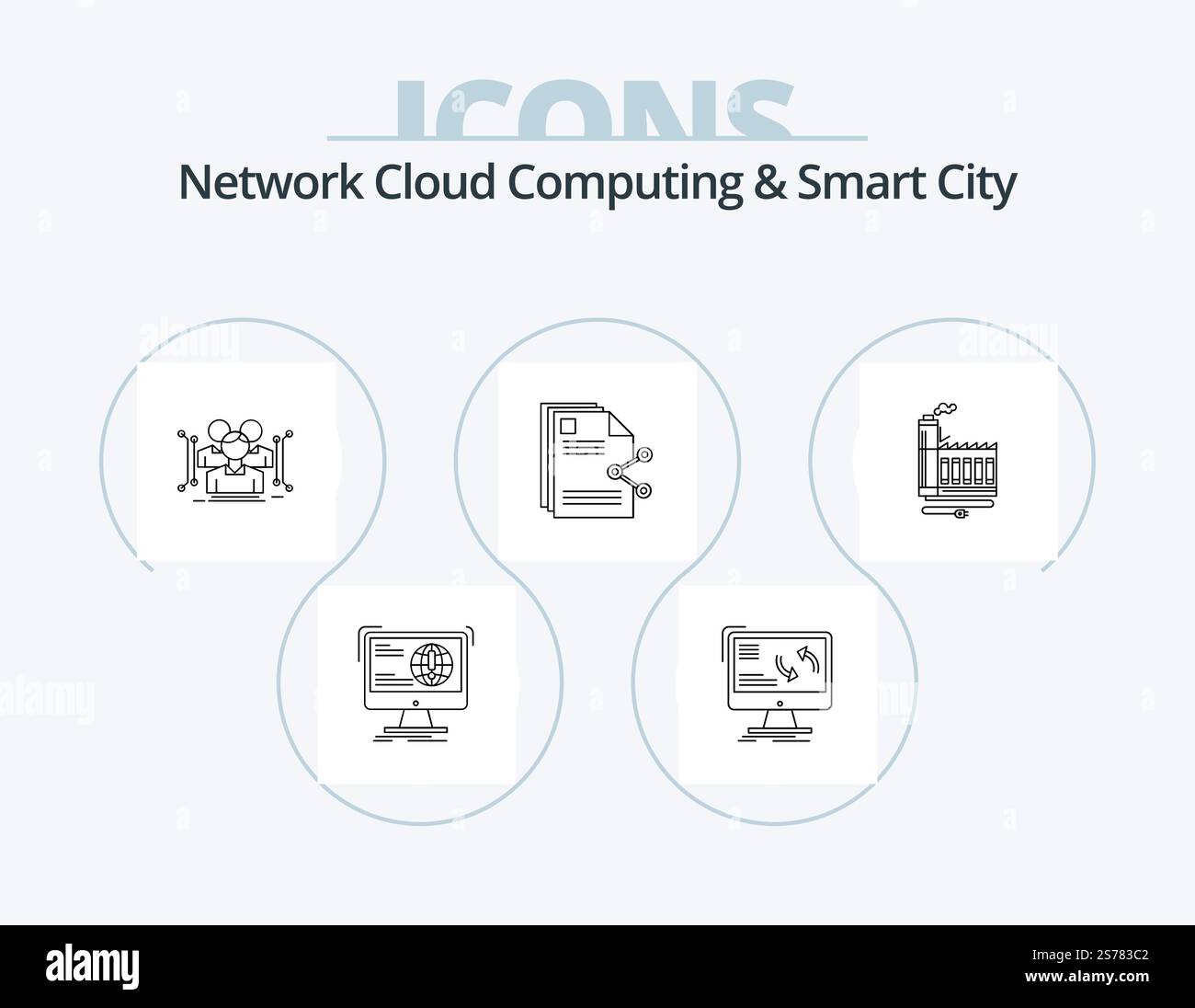 Network Cloud Computing And Smart City Line Icon Pack 5 Icon Design. smart. metro. sync. message ...