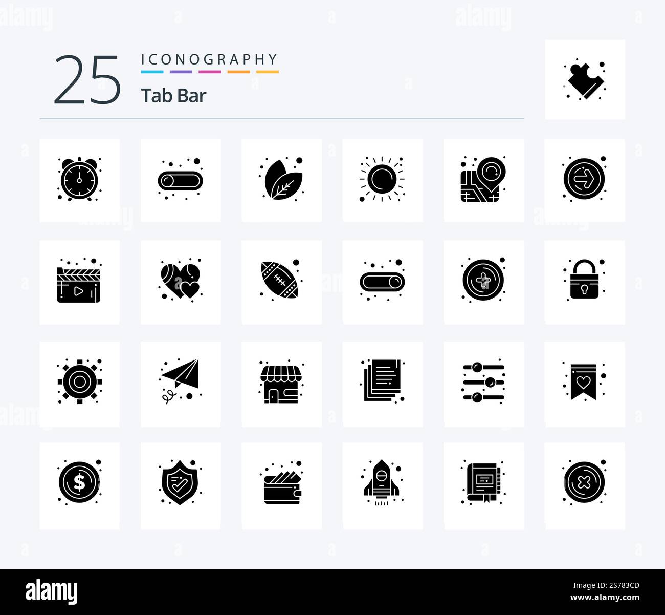 Tab Bar 25 Solid Glyph icon pack including forward arrow. map. nature ...