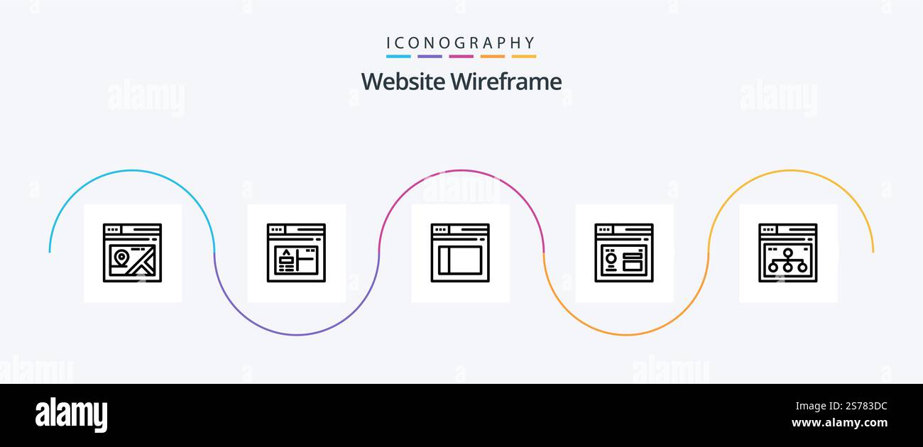 Website Wireframe Line 5 Icon Pack Including page. page. page. internet ...