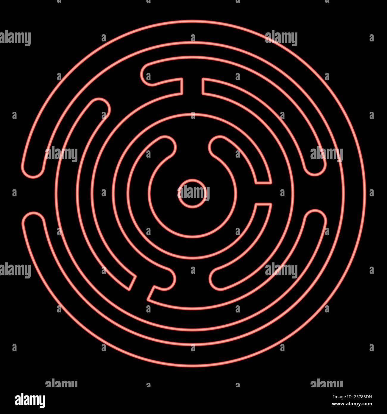 Neon round Maze red color vector illustration image flat style light ...