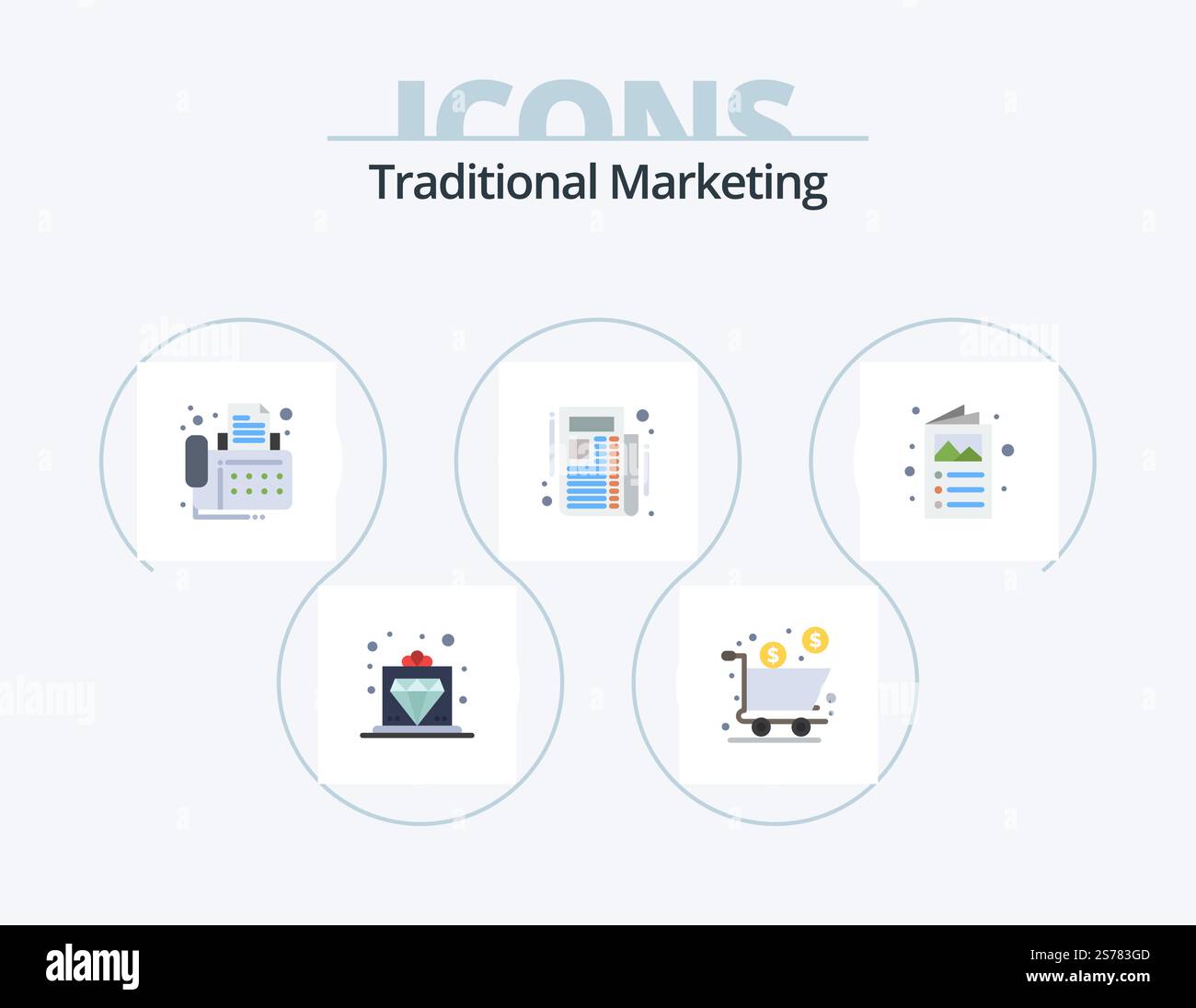 Traditional Marketing Flat Icon Pack 5 Icon Design. brochure. subscribe ...