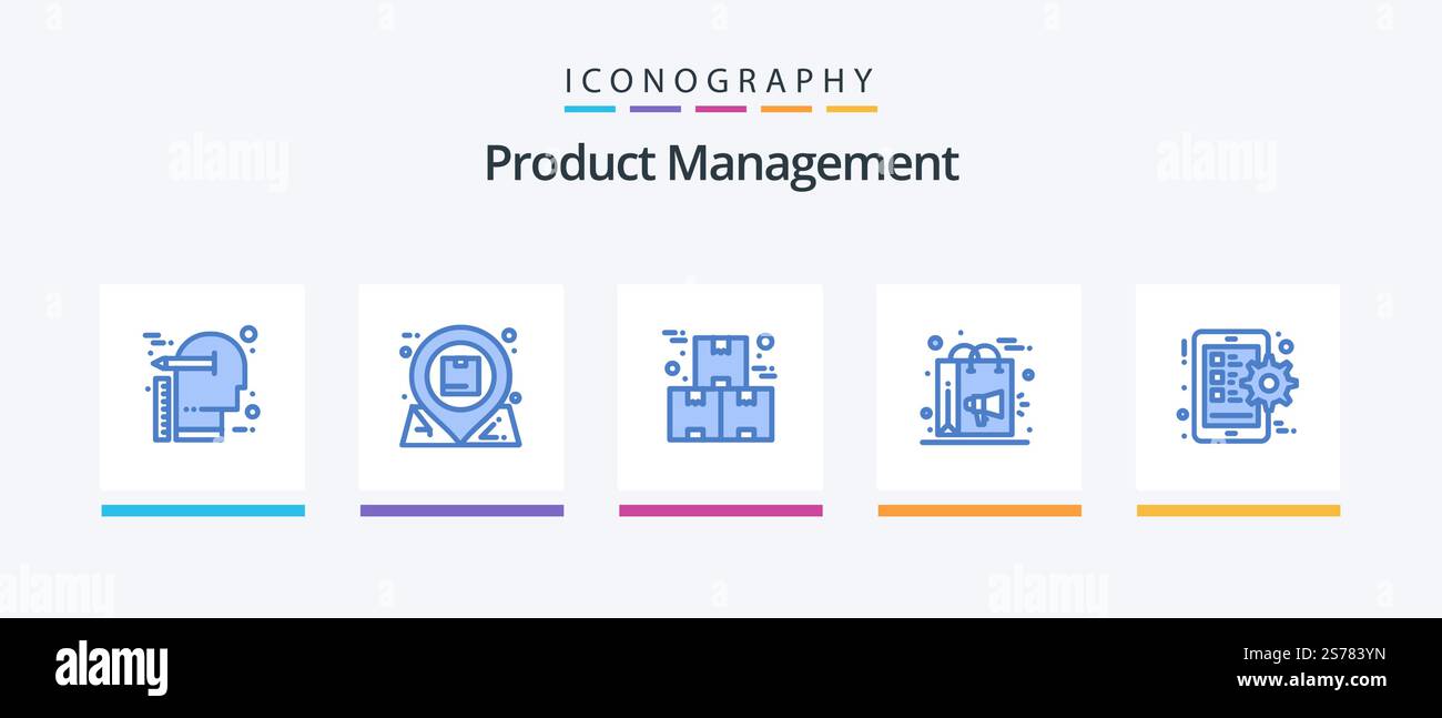 Product Management Blue 5 Icon Pack Including marketing. bag. inbox ...