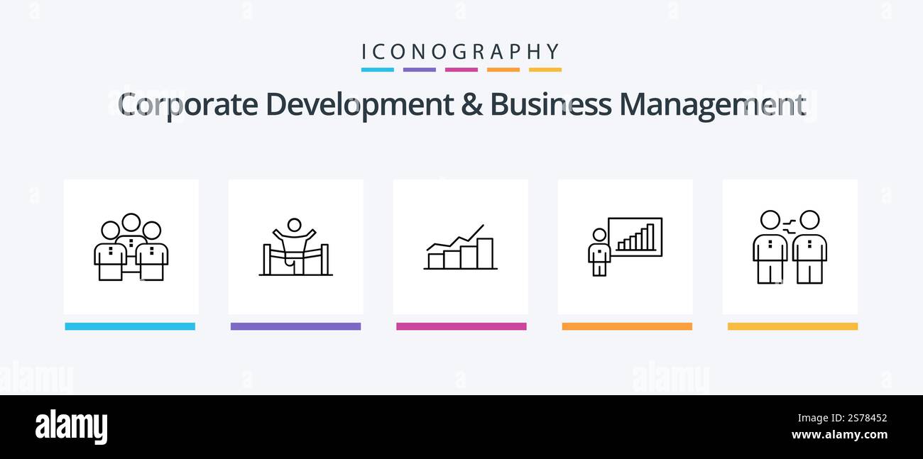 Corporate Development And Business Management Line 5 Icon Pack ...