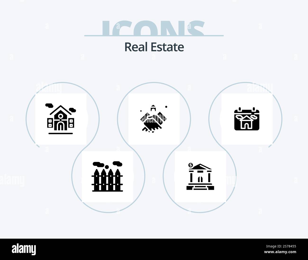 Real Estate Glyph Icon Pack 5 Icon Design. real. handshake . estate ...