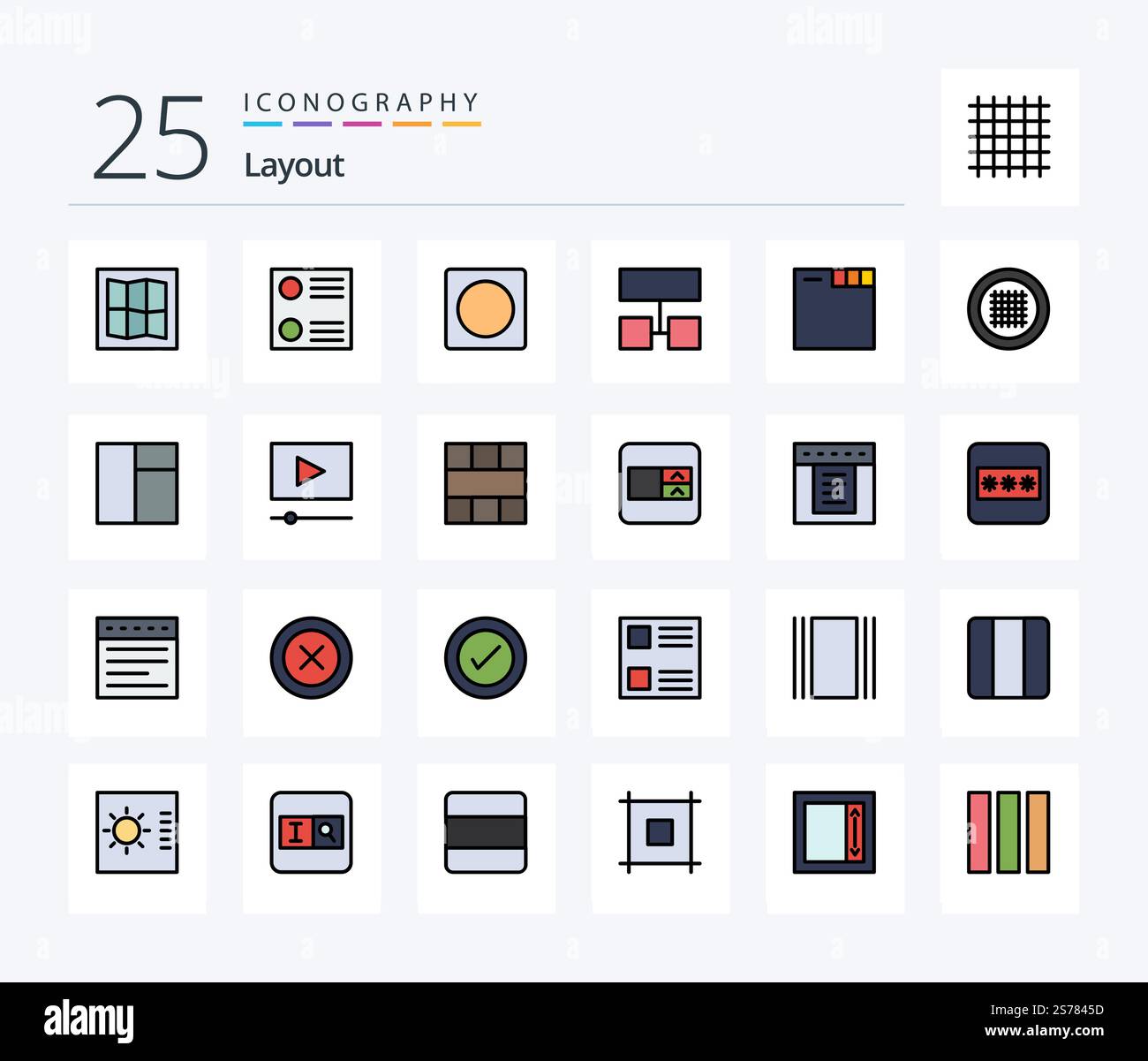 Layout 25 Line Filled icon pack including streamline. layout. layout. grid. tabs Stock Vector ...