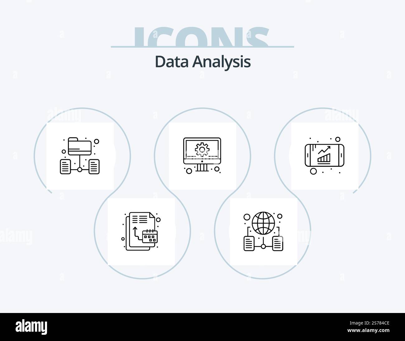 Data Analysis Line Icon Pack 5 Icon Design. data. digital. management. database. timeline Stock ...