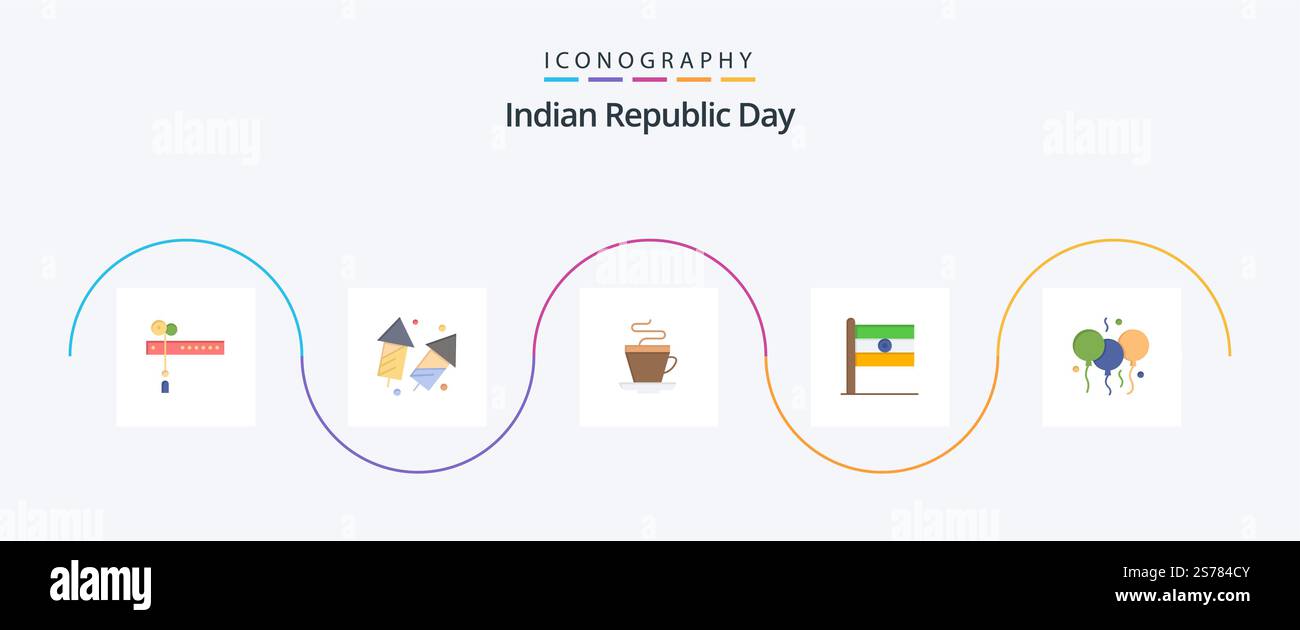 Indian Republic Day Flat 5 Icon Pack Including day. flag. fireworks ...