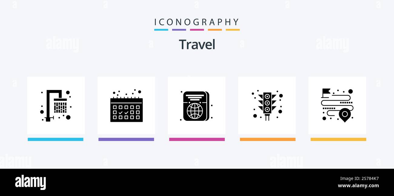 Travel Glyph 5 Icon Pack Including route. location. travel. distance ...