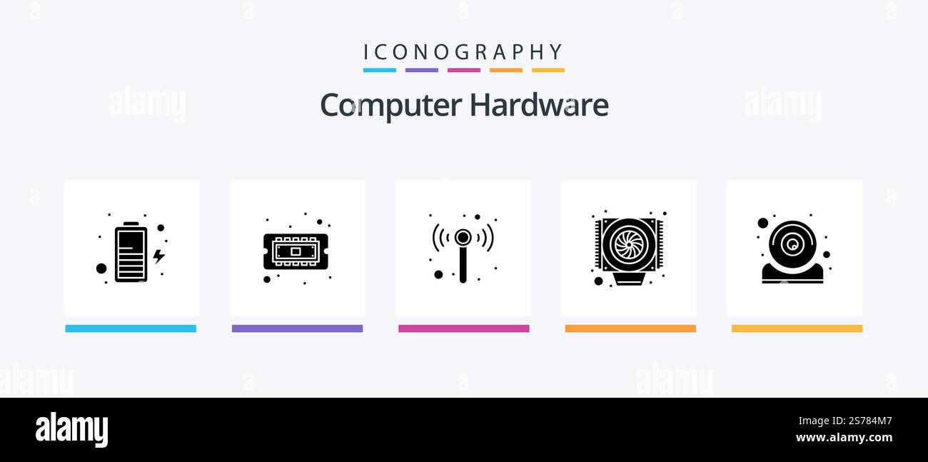 Computer Hardware Glyph 5 Icon Pack Including . it. wifi. hardware. fan ...
