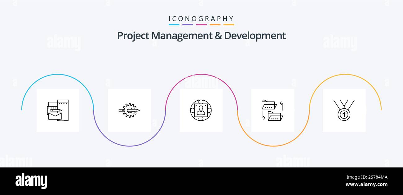 Project Management And Development Line 5 Icon Pack Including file ...