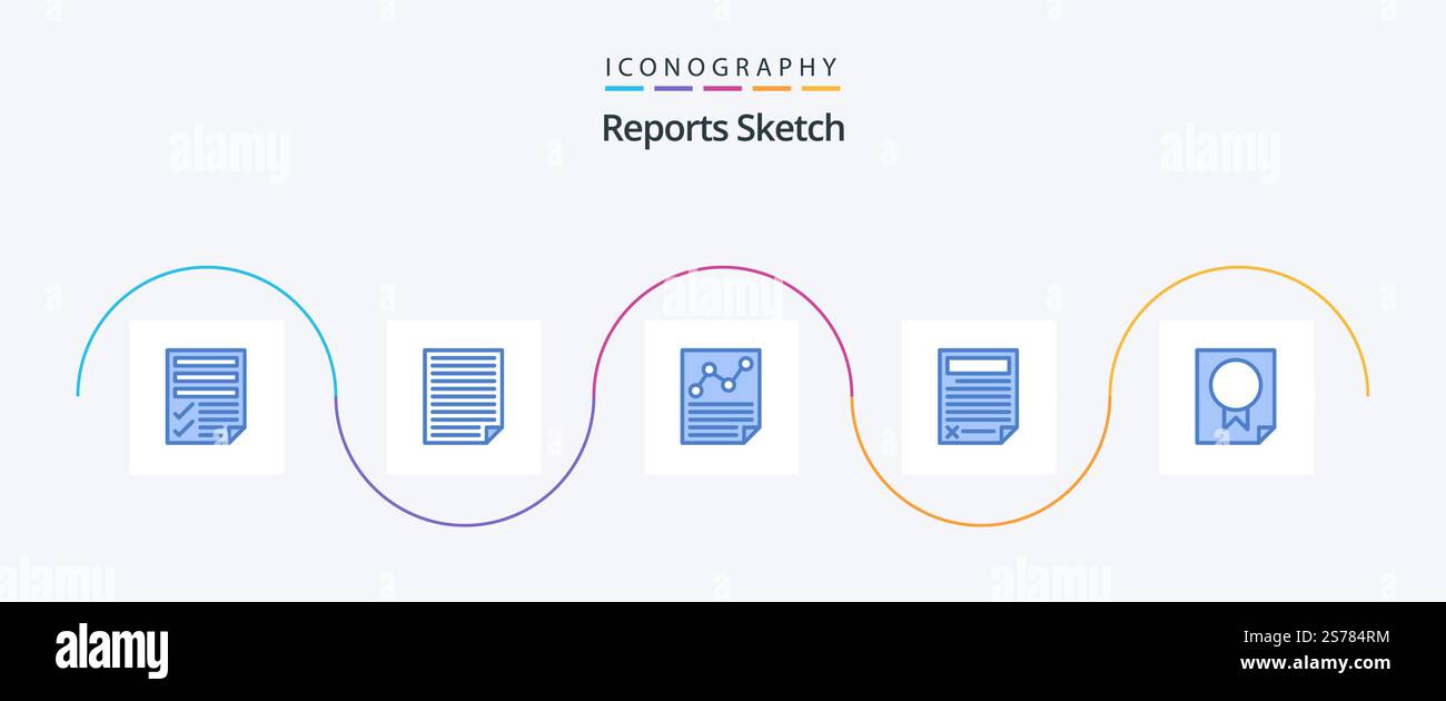 Reports Sketch Blue 5 Icon Pack Including document. contract. paper ...