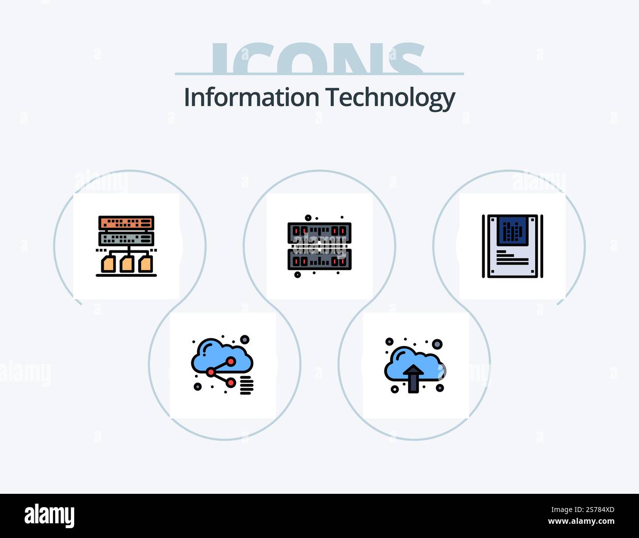 Information Technology Line Filled Icon Pack 5 Icon Design. server ...