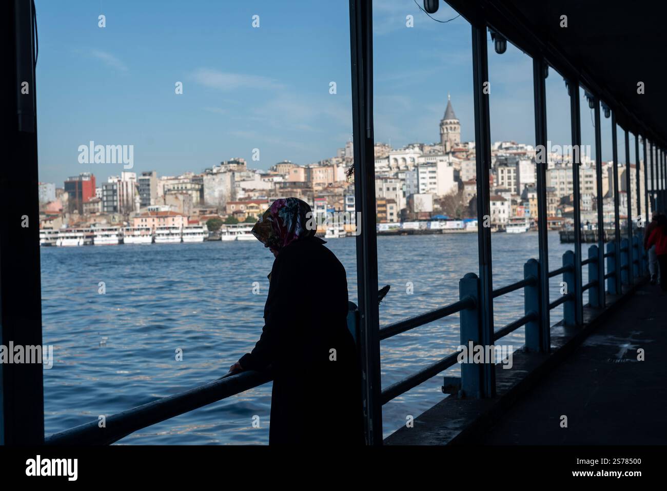 Istanbul, Turkey. 10th Jan, 2025. A Turkish Muslim woman on the Galata ...