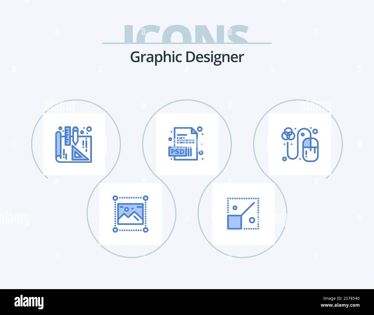 Graphic Designer Blue Icon Pack 5 Icon Design. grid. designing ...