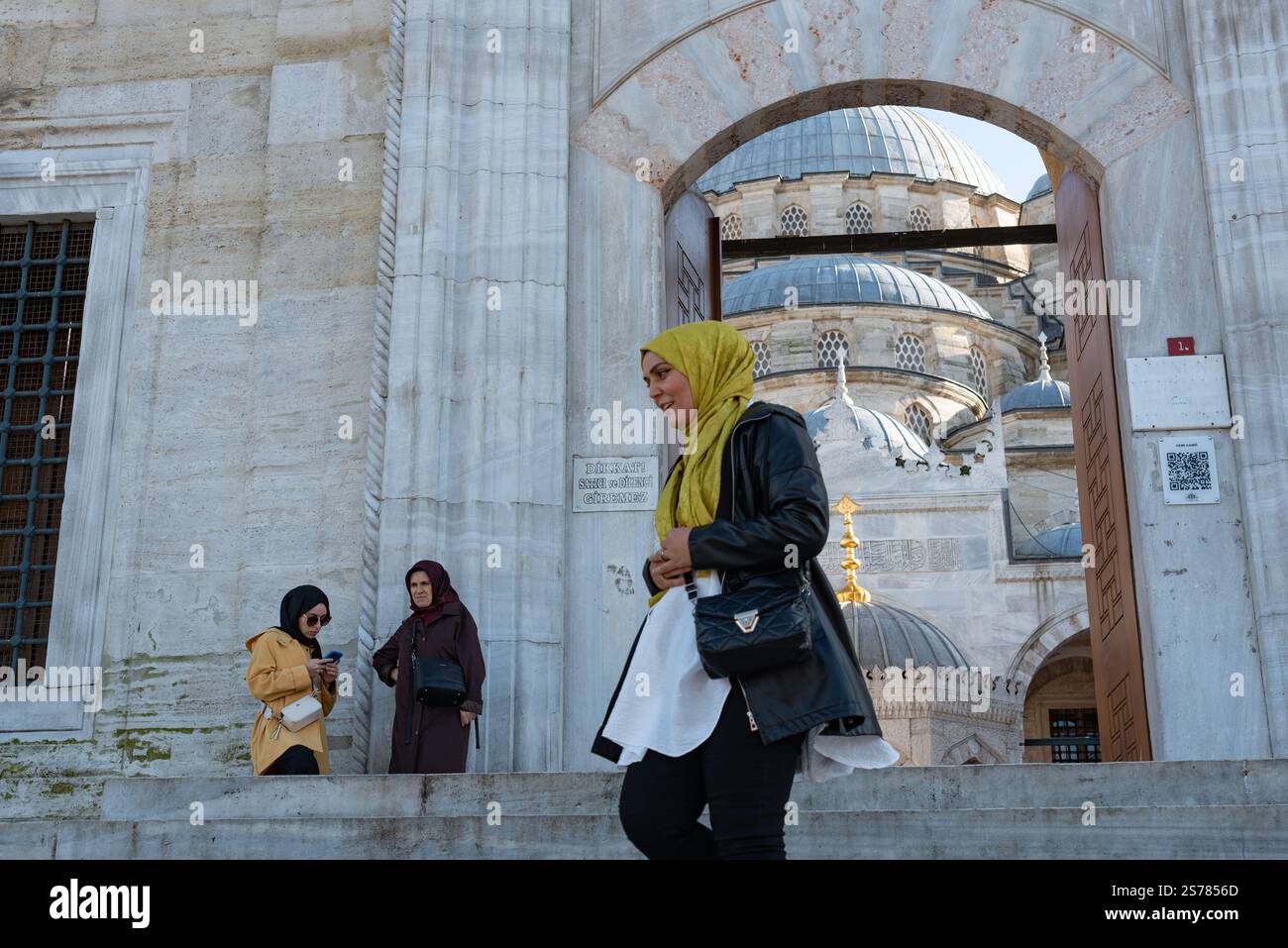 Istanbul, Turkey. 10th Jan, 2025. Muslim women outside the entrance to ...