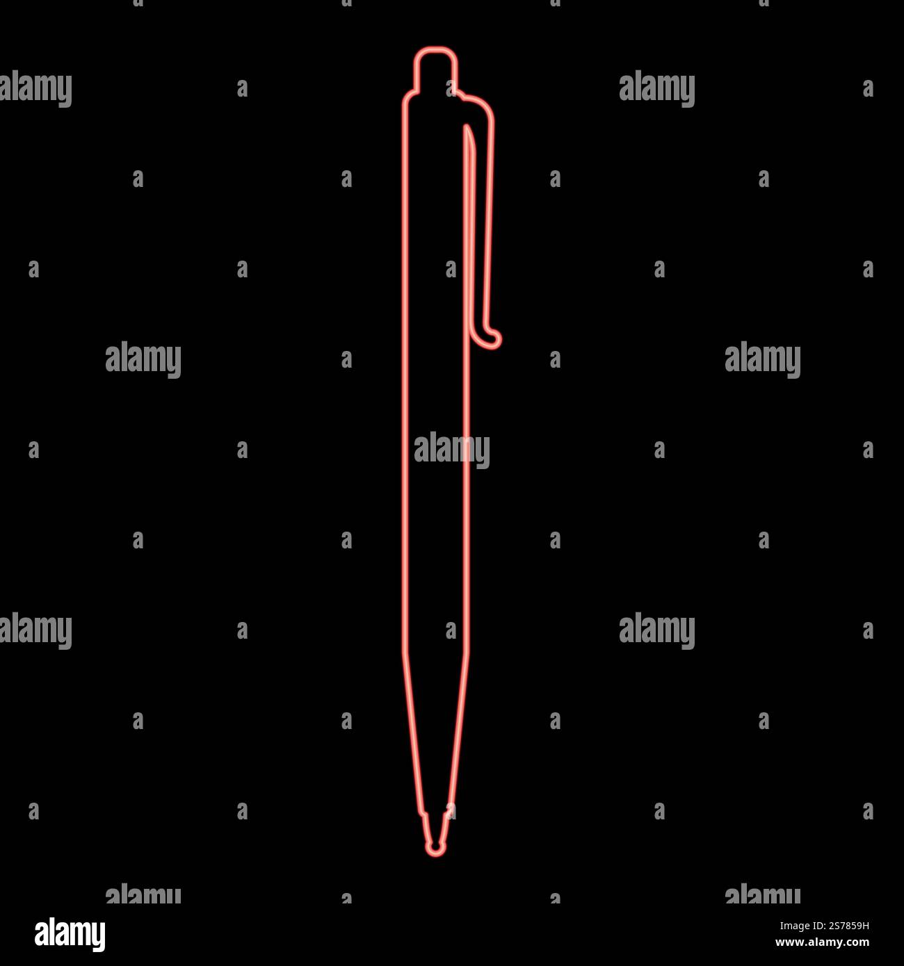 Neon pen ballpoint red color vector illustration image flat style light ...