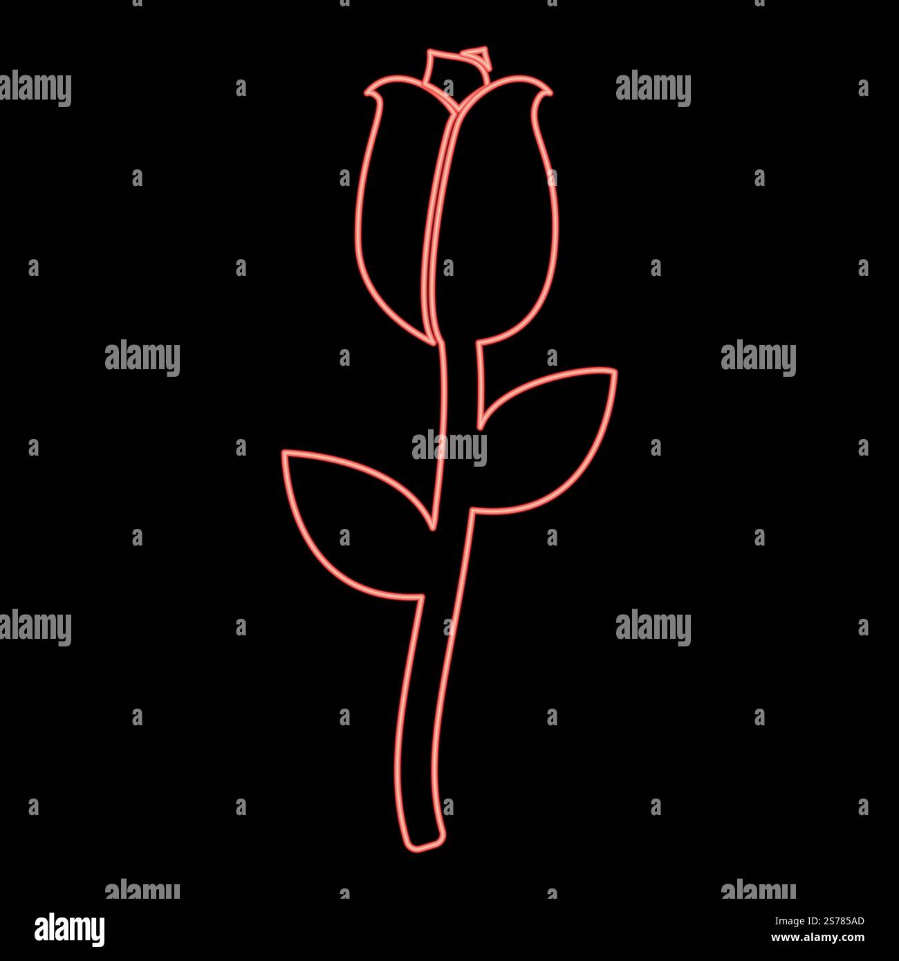 Neon rose red color vector illustration image flat style light. Neon ...