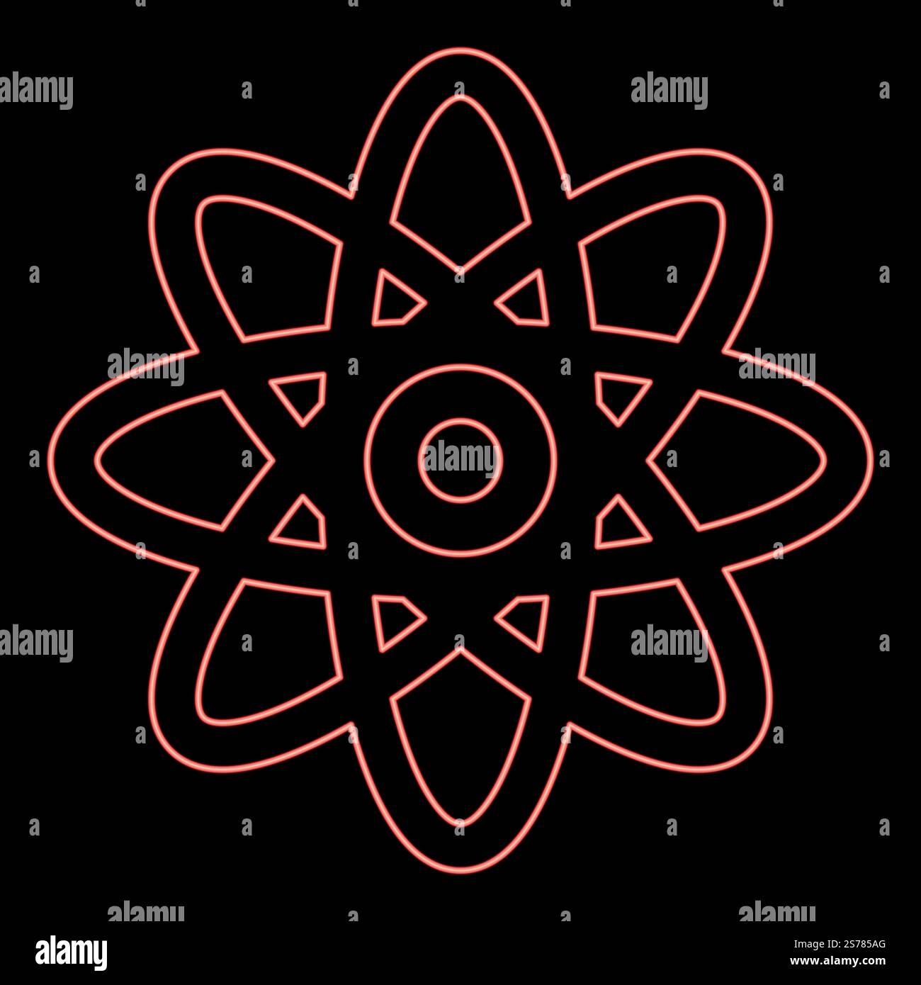 Neon atom molecular sign red color vector illustration image flat style ...