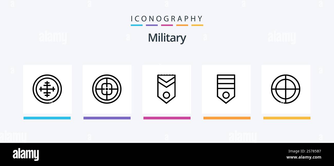 Military Line 5 Icon Pack Including army. military. badge. crosshair ...