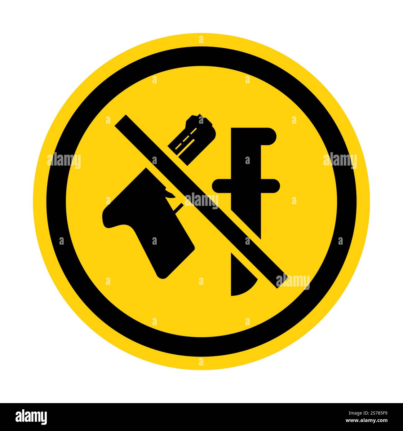 Weapon prohibited icon. Forbidding, No weapons, with gun and knife ...