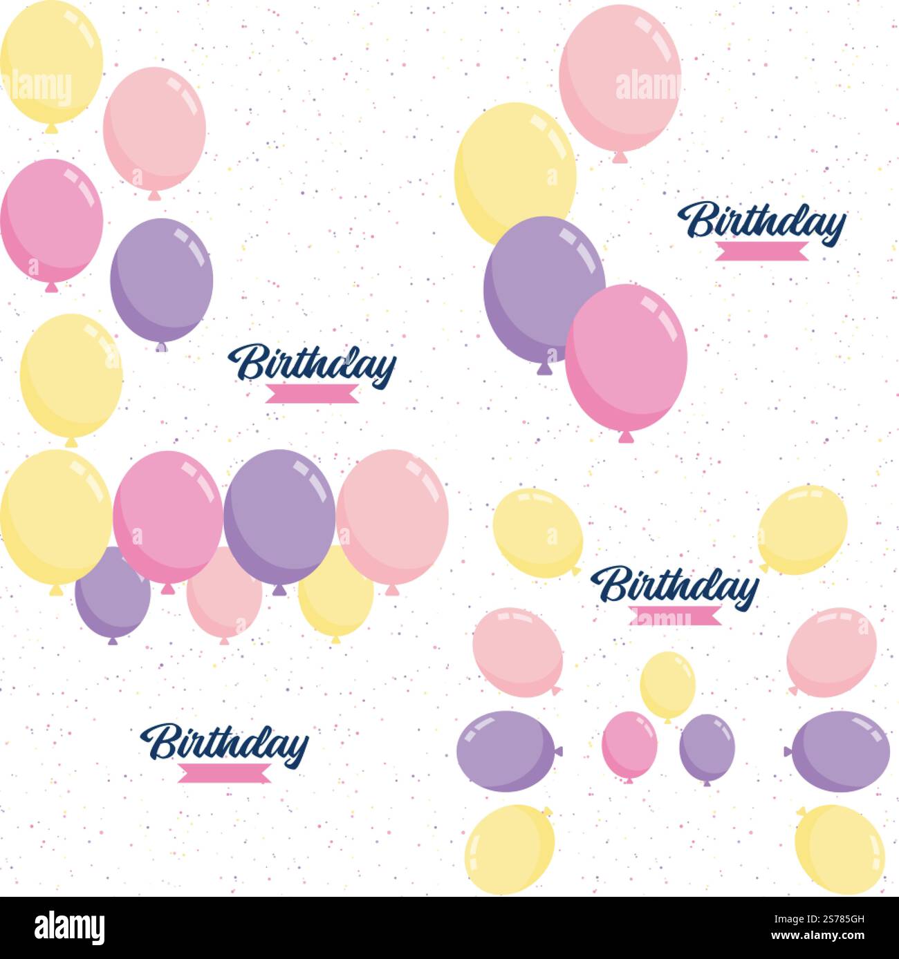 Happy Birthday announcement poster. flyer. and greeting card in a flat ...