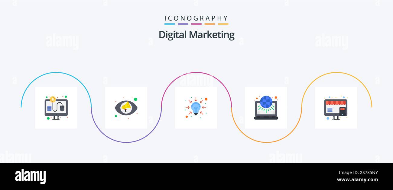 Digital Marketing Flat 5 Icon Pack Including online. marketing. ideas ...