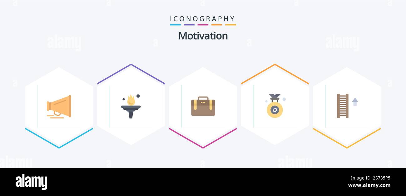 Motivation 25 Flat icon pack including staircase. ladder. office bag ...