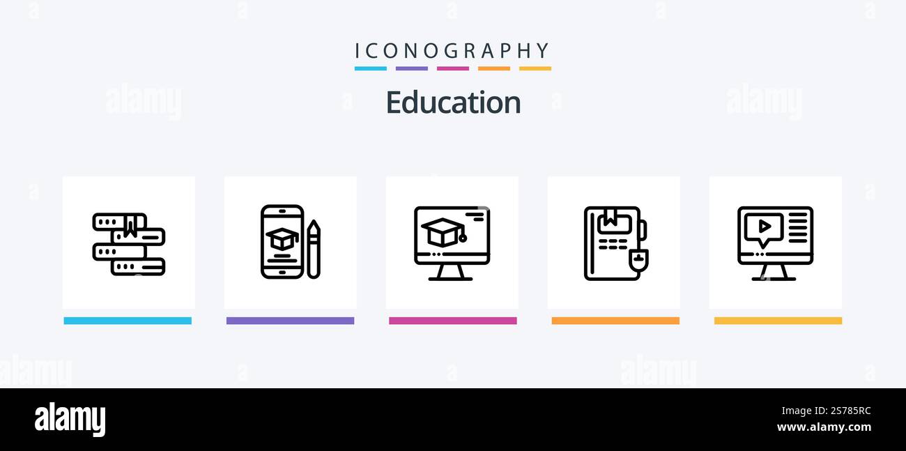 Education Line 5 Icon Pack Including education. education. file. lab ...