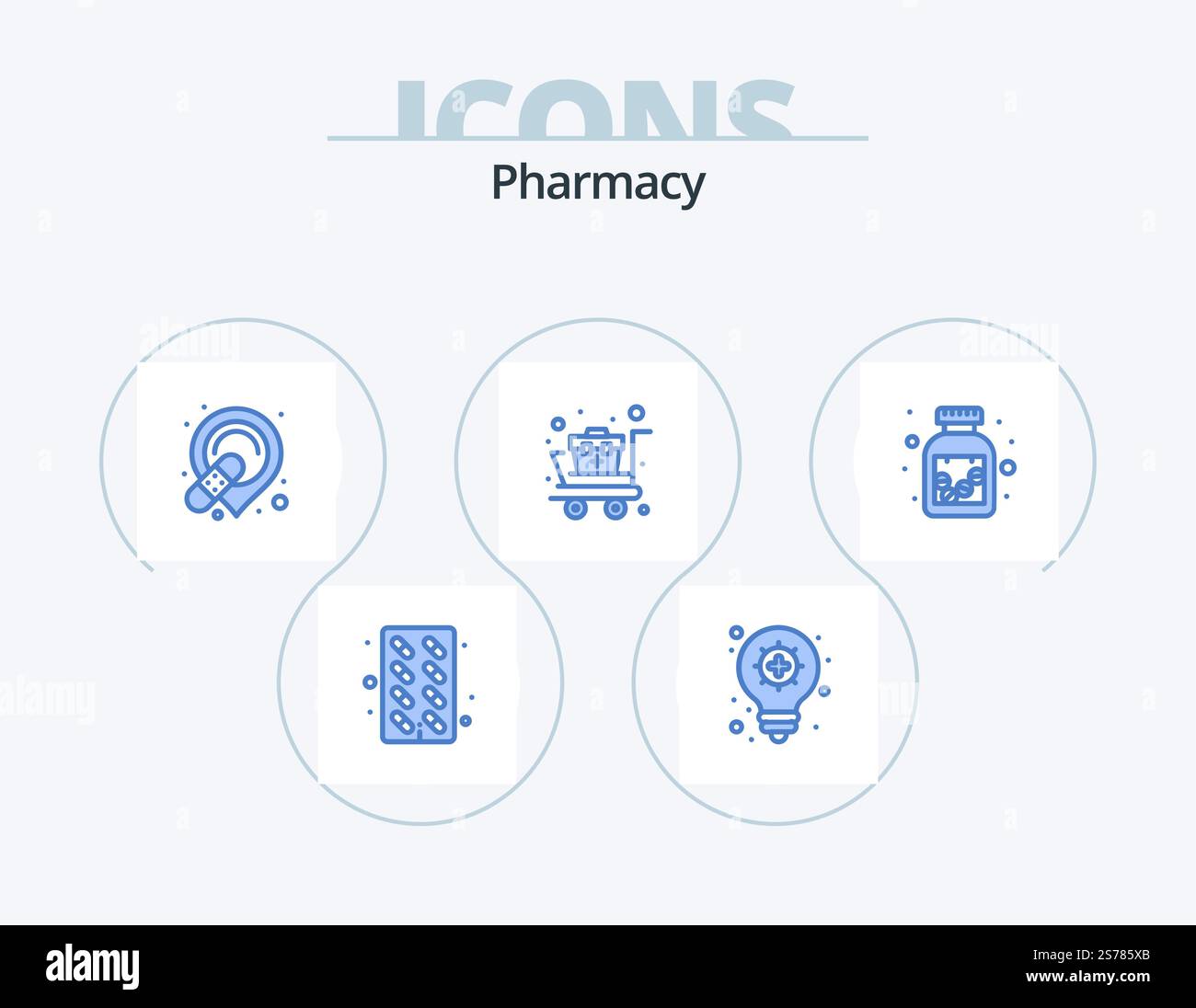 Pharmacy Blue Icon Pack 5 Icon Design. pharmacy. drugs. band. supplies ...