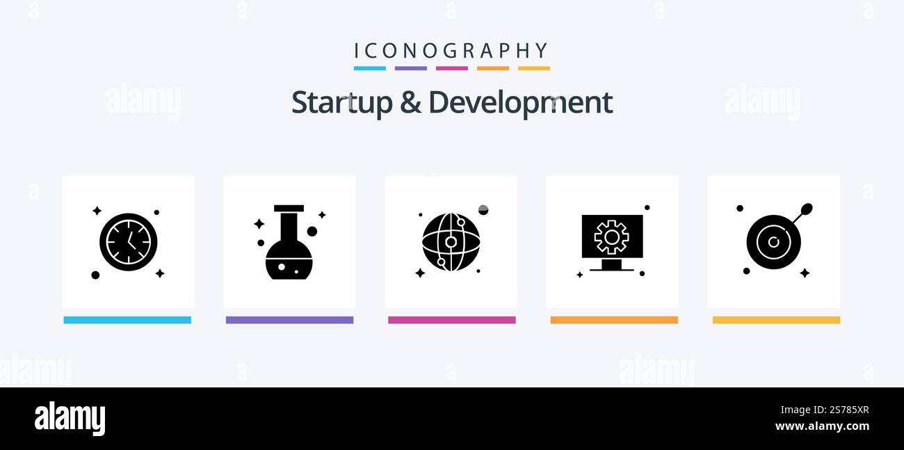 Startup And Develepment Glyph 5 Icon Pack Including . aim. map. target. setting. Creative Icons ...