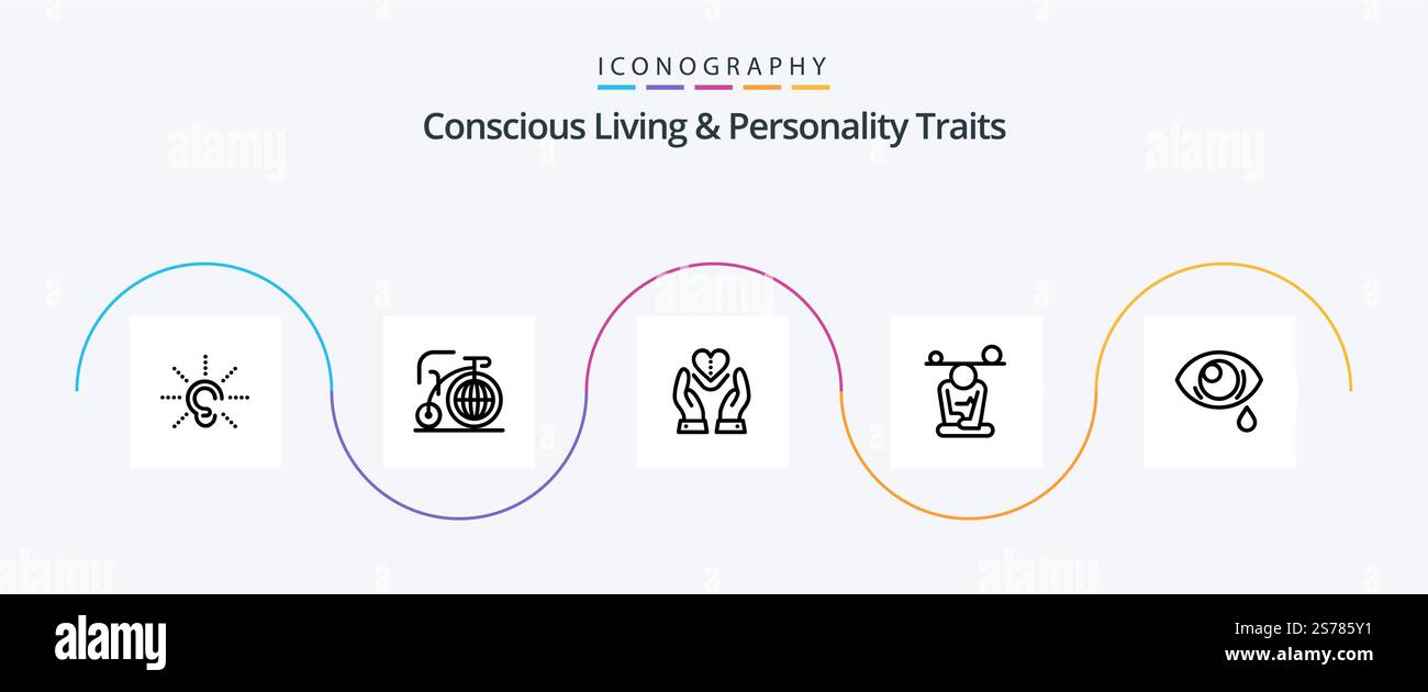 Concious Living And Personality Traits Line 5 Icon Pack Including mind ...