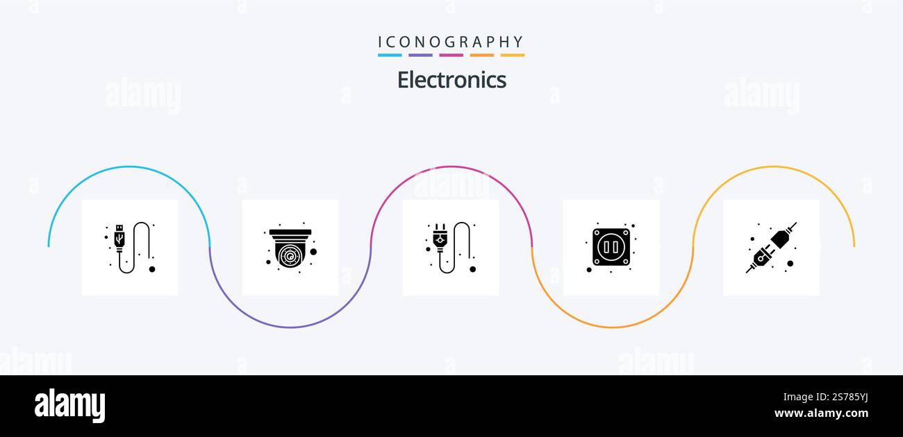 Electronics Glyph 5 Icon Pack Including . plug. electric. connect ...