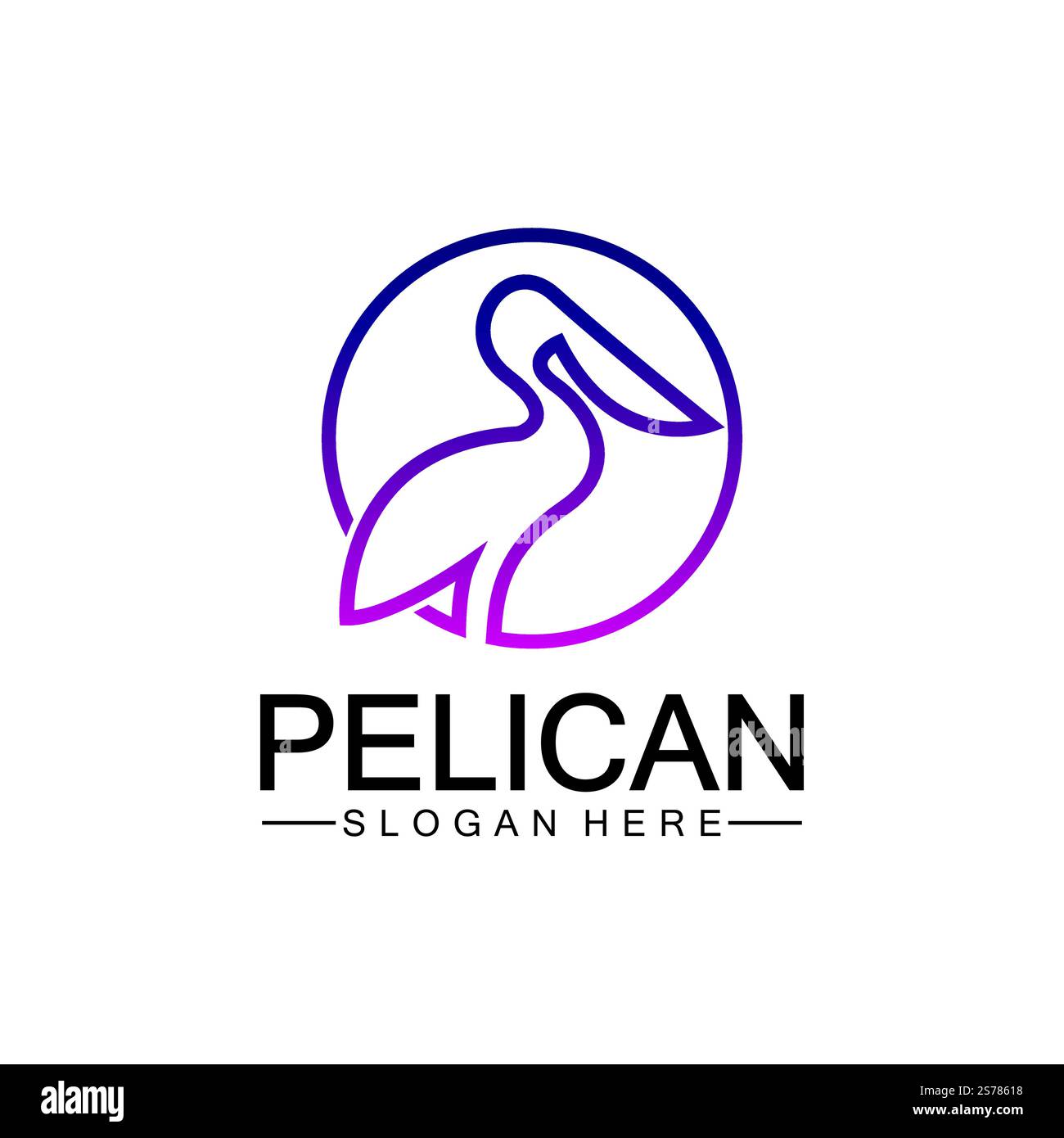 Pelican bird logo design, line art pelican bird logo vector illustration template Stock Vector ...